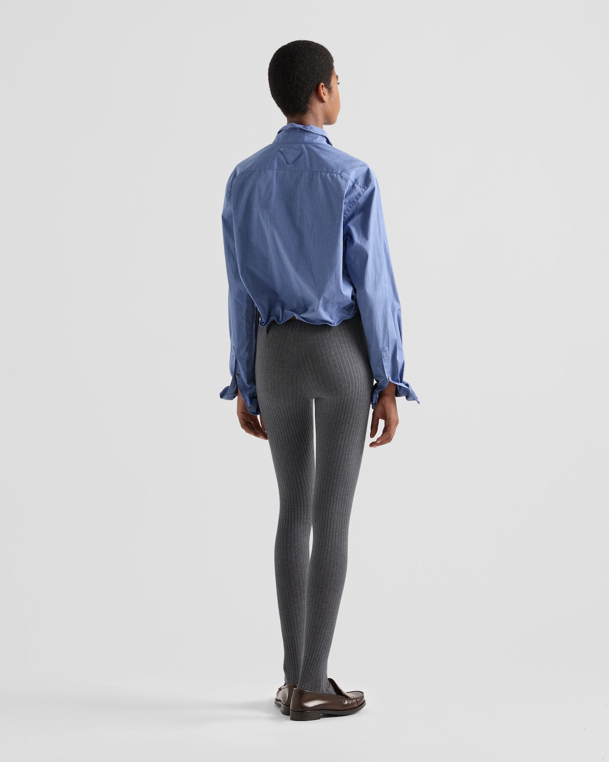 Baltic Blue Fil-à-fil Shirt | PRADA