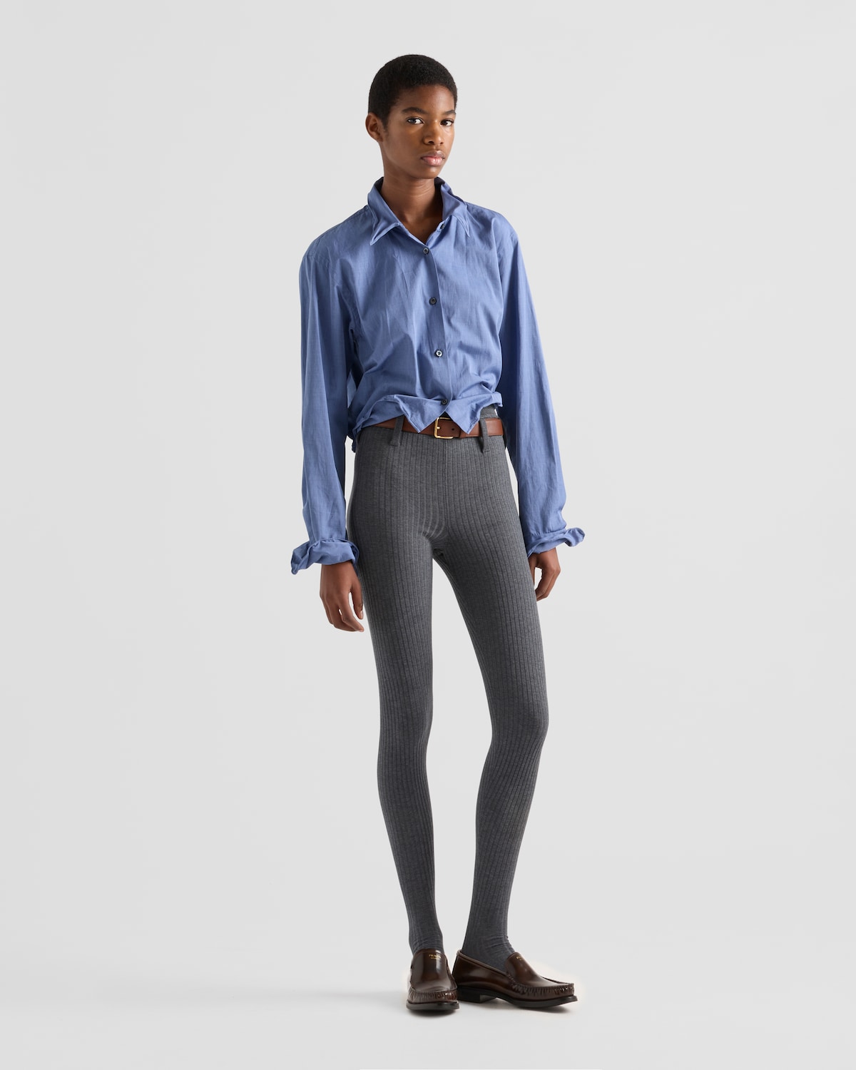 Baltic Blue Fil-à-fil Shirt | PRADA