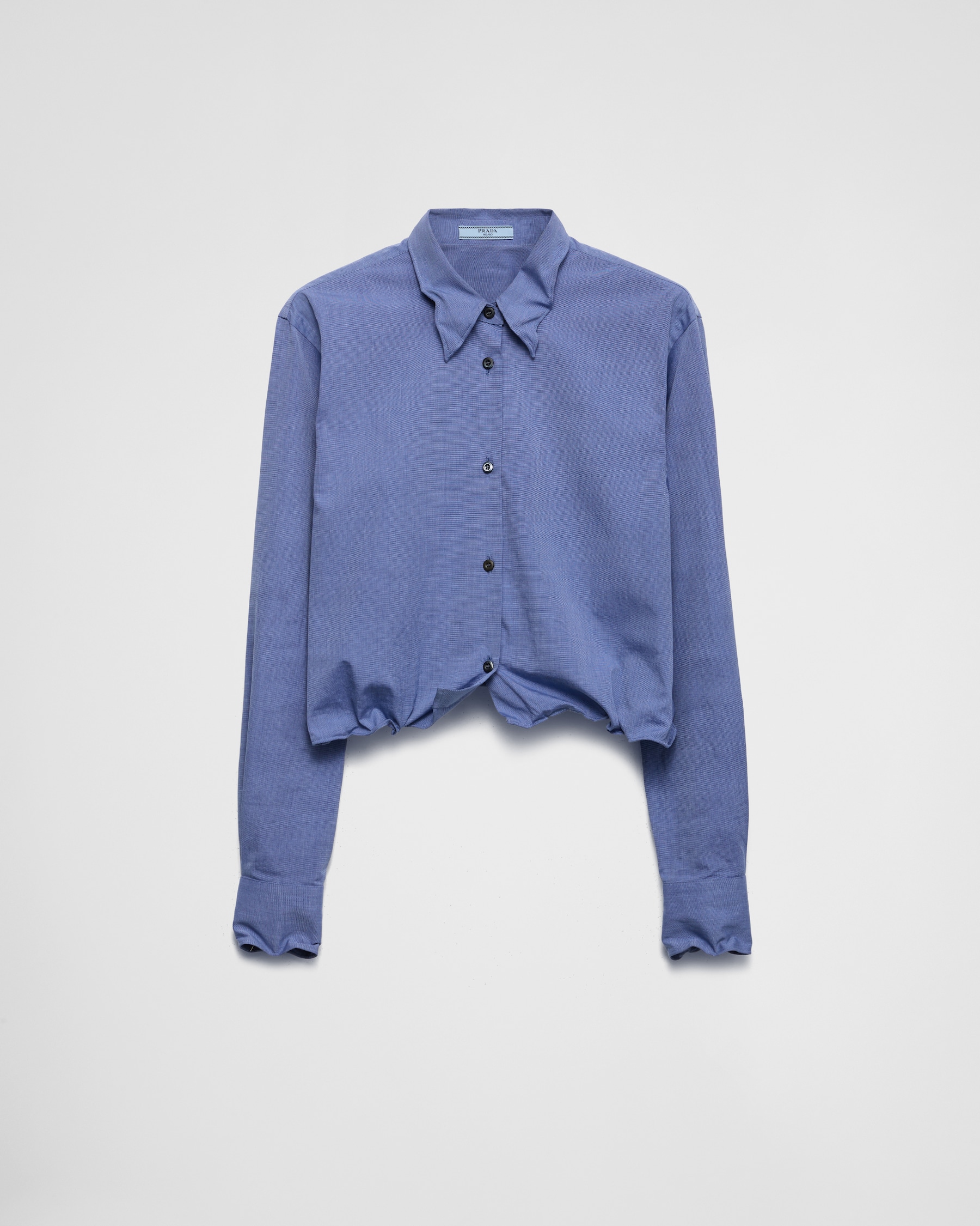 Baltic Blue Fil-à-fil Shirt | PRADA - United States