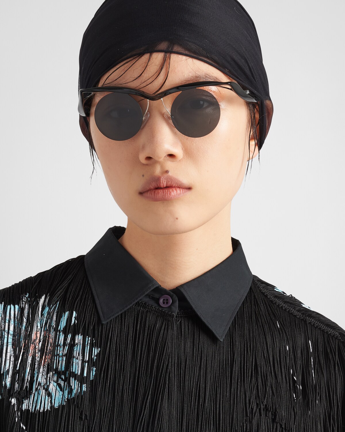 Astro Printed Poplin Shirt With Fringe | PRADA