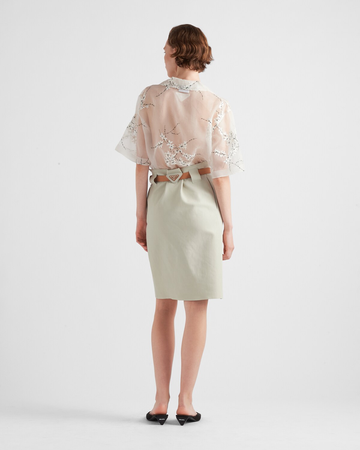 White Shirt With Superimposed Embroidery | PRADA