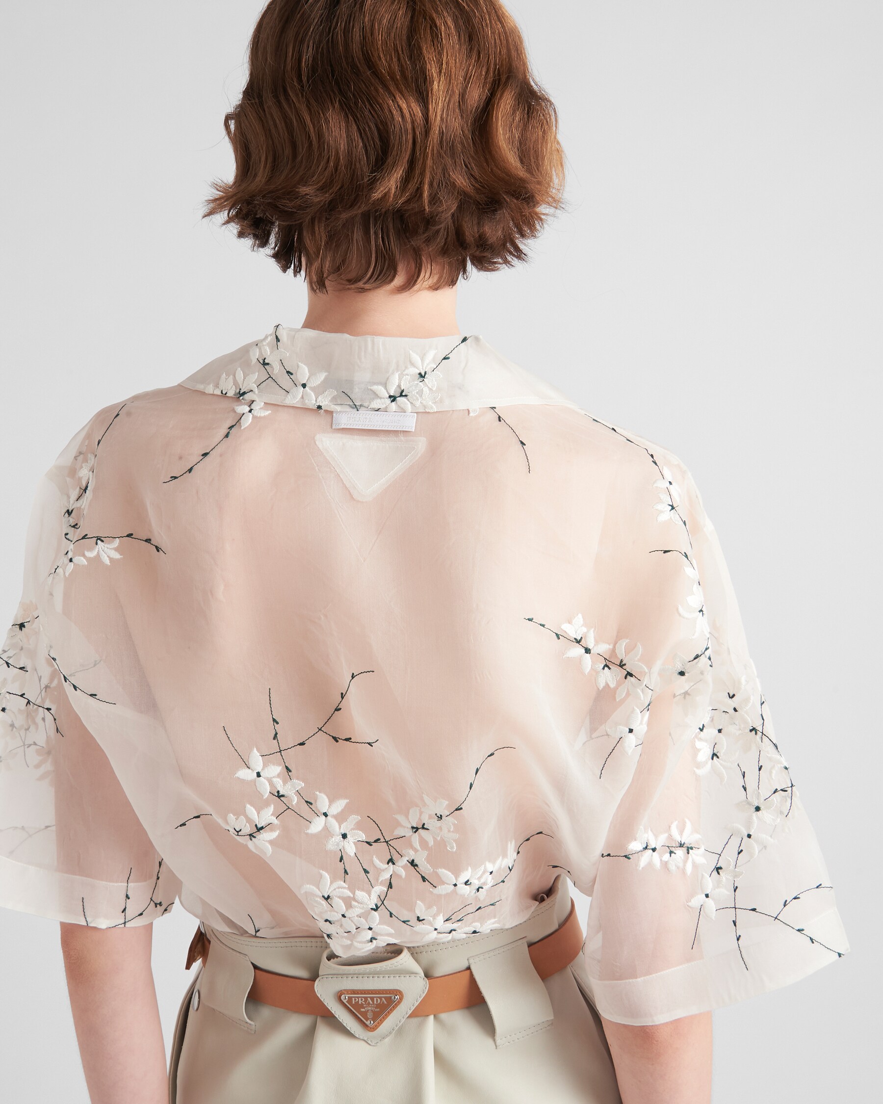 White Shirt With Superimposed Embroidery | PRADA