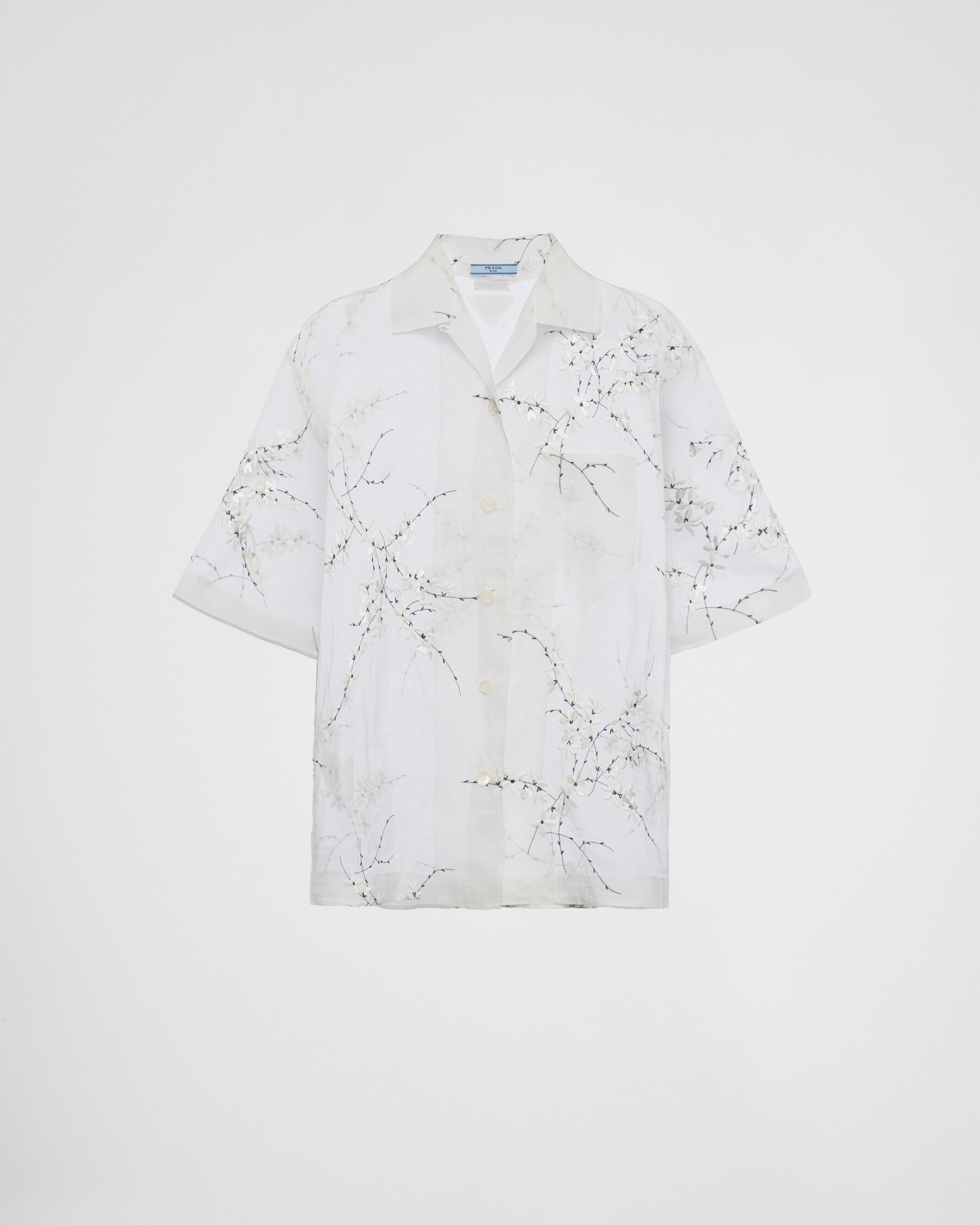 White Shirt With Superimposed Embroidery | PRADA