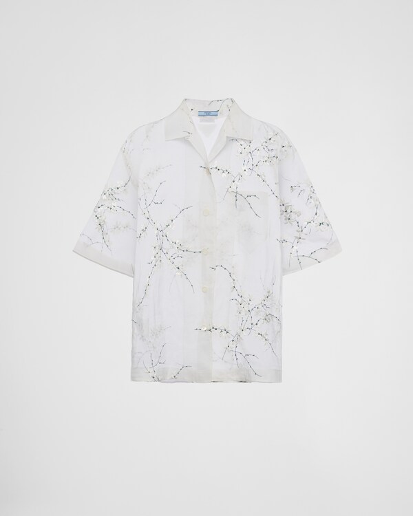 White Shirt With Superimposed Embroidery | PRADA