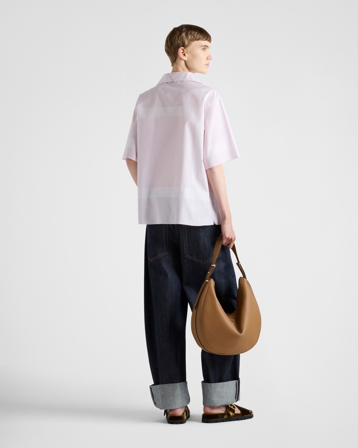 Alabaster Pink Cotton Shirt In A Check Pattern | PRADA