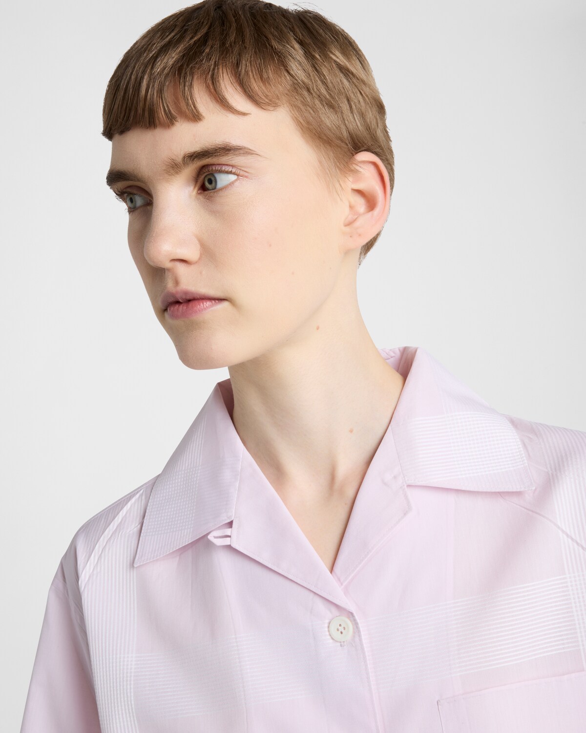 Alabaster Pink Cotton Shirt In A Check Pattern | PRADA