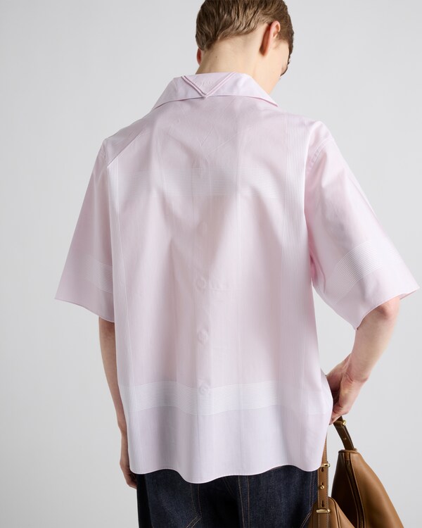 Alabaster Pink Cotton Shirt In A Check Pattern | PRADA