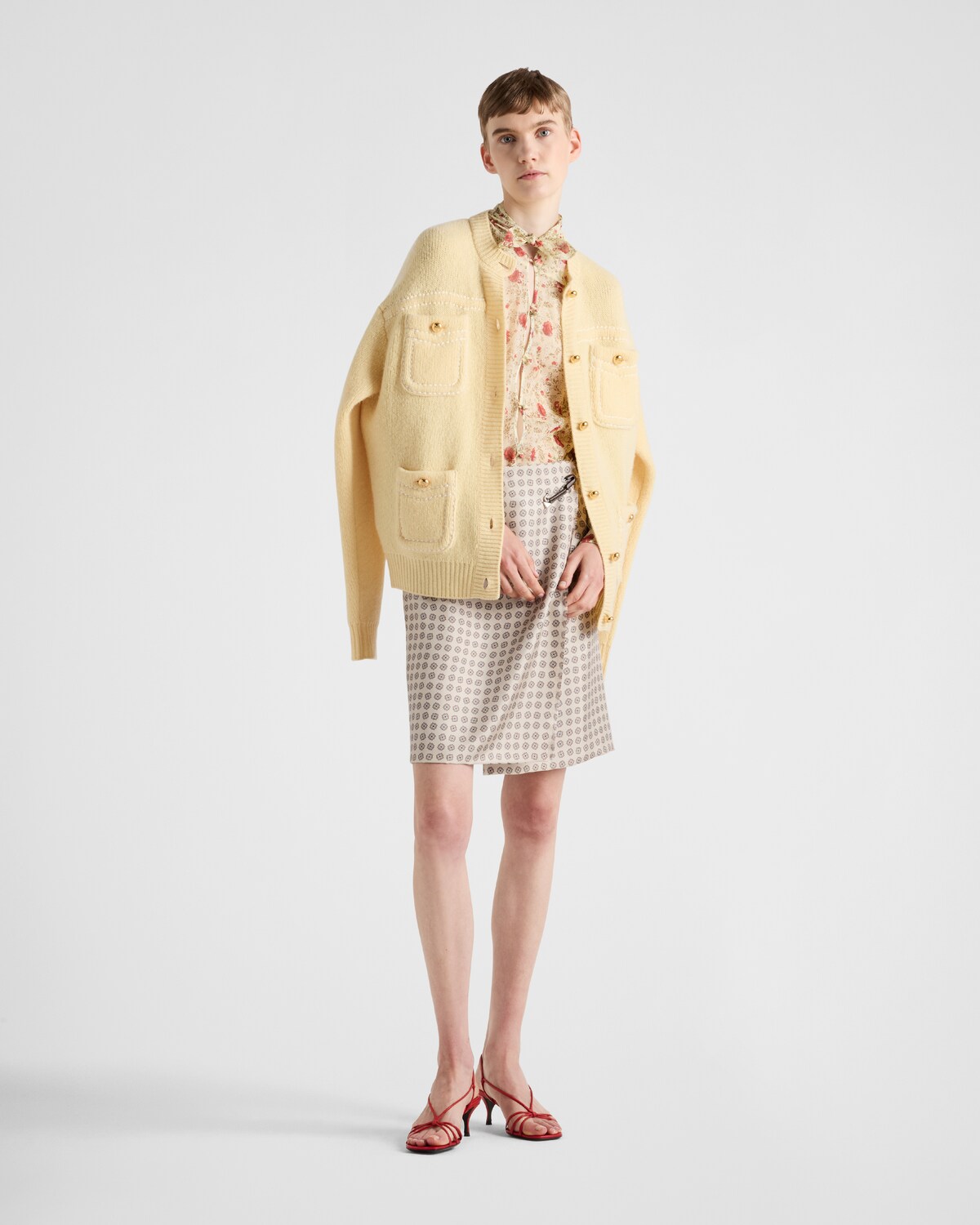 Red Printed Chiffon Shirt | PRADA