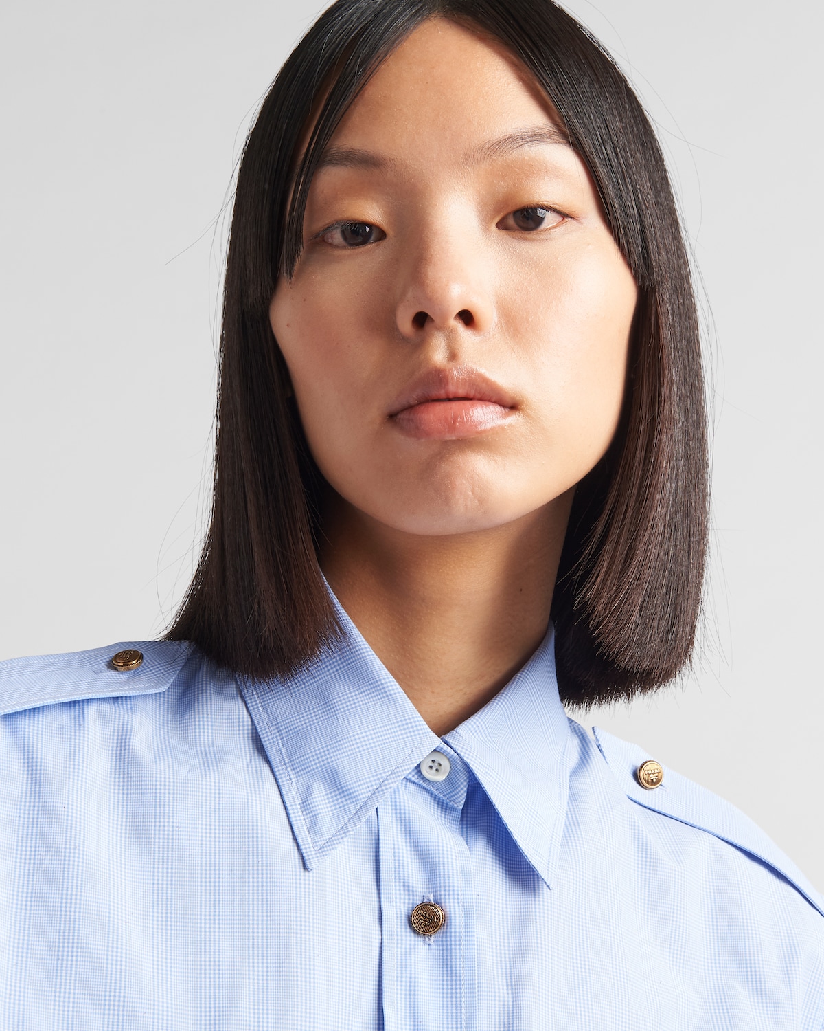 Light Blue Prince Of Wales Check Shirt | PRADA