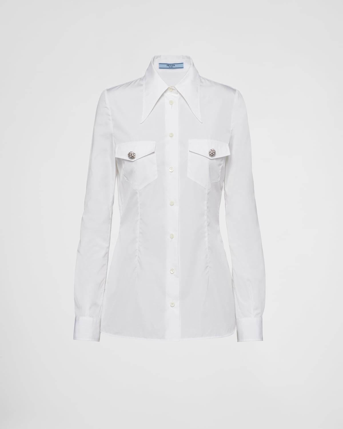 White Poplin Shirt With Jewel Buttons | PRADA