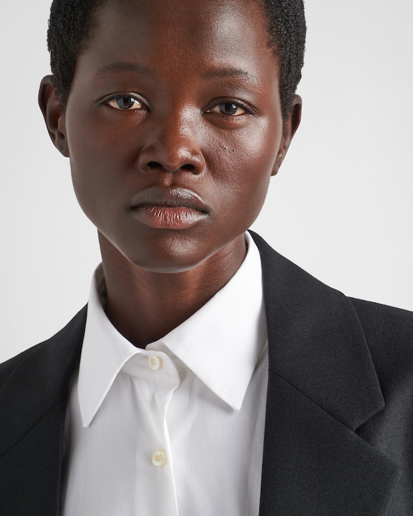 White Embroidered Poplin Shirt | PRADA