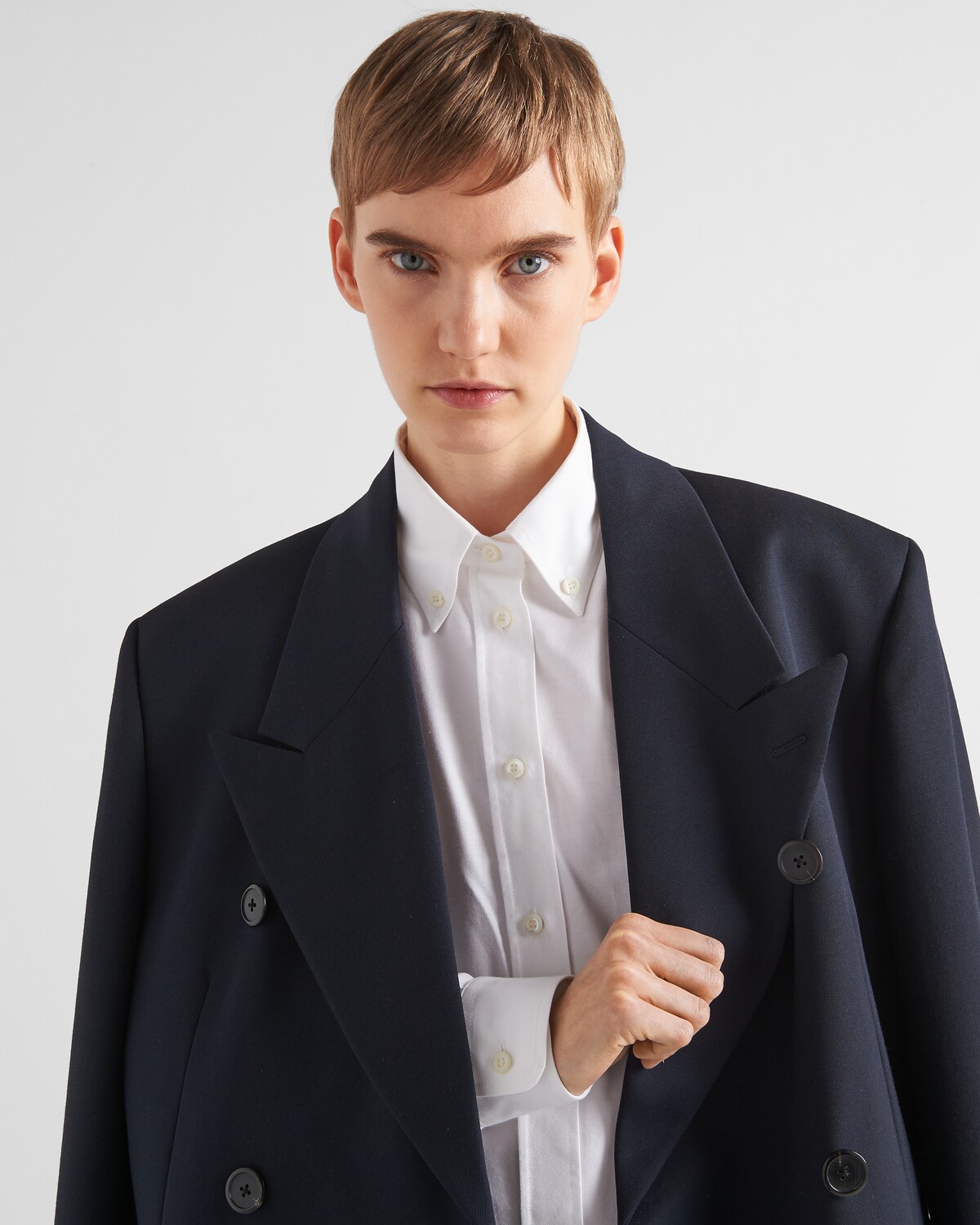 White Embroidered Oxford Cotton Shirt | PRADA