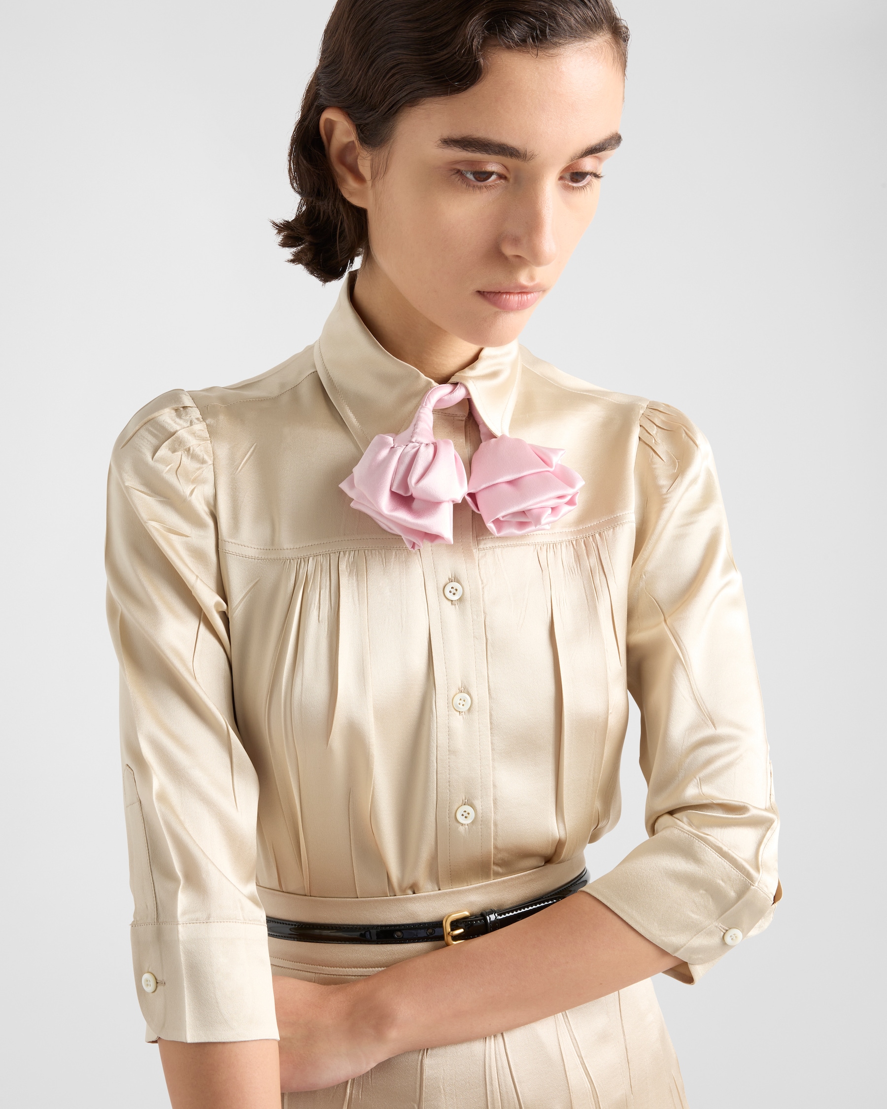 Desert Beige Satin Crepe Shirt | PRADA