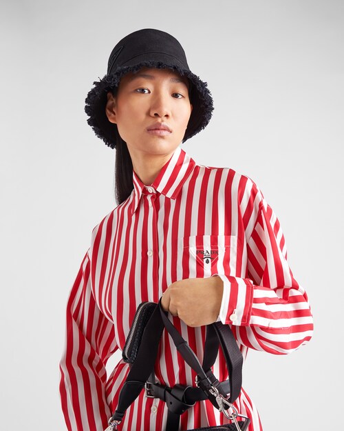 White/red Printed silk shirt | Prada