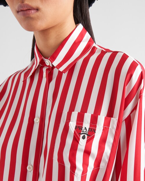 White/red Printed silk shirt | Prada
