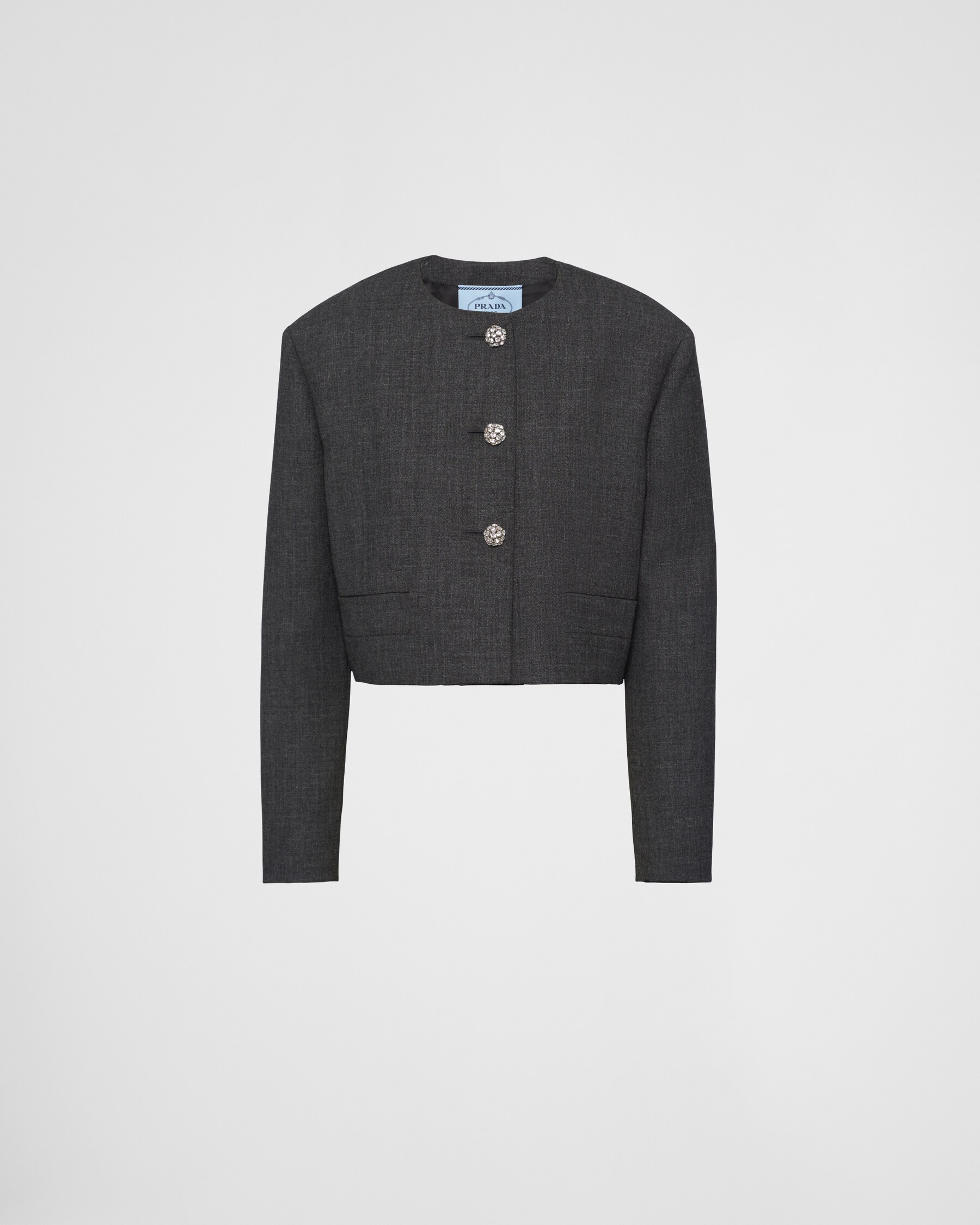 Slate Gray Single-breasted Wool Jacket | PRADA