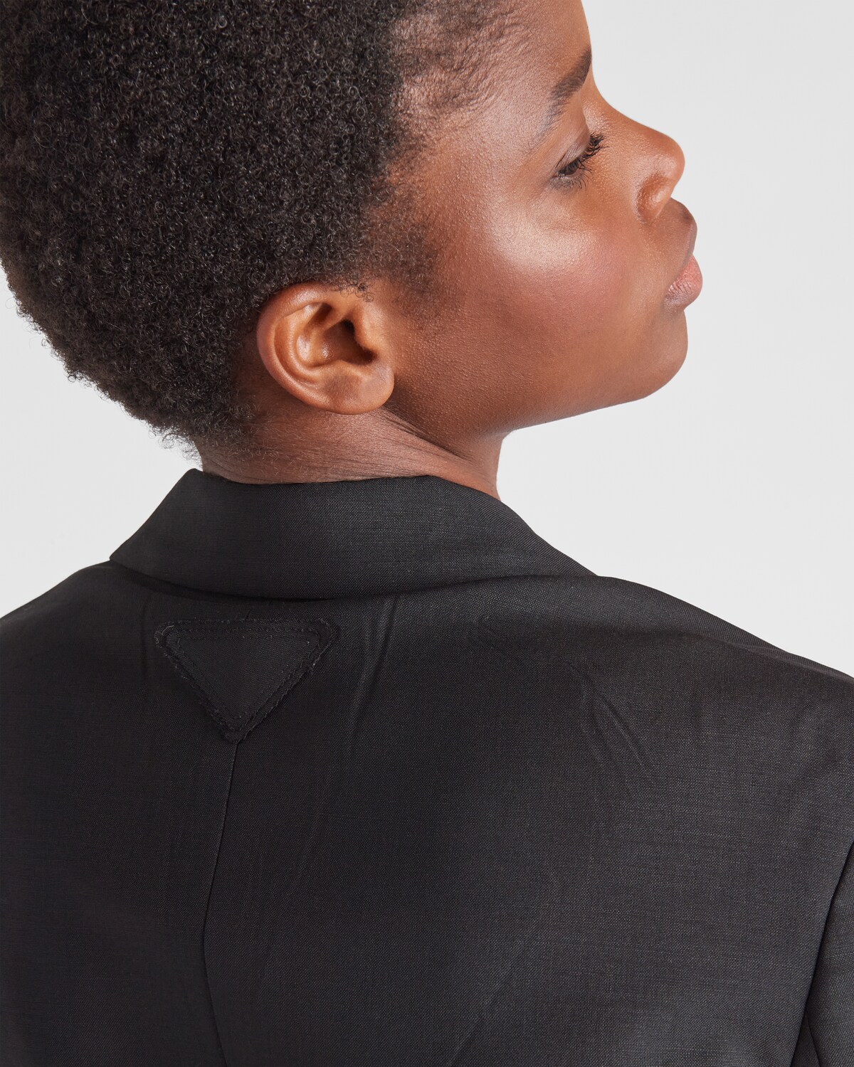 Black Cropped Single-breasted Kid Mohair Jacket | PRADA