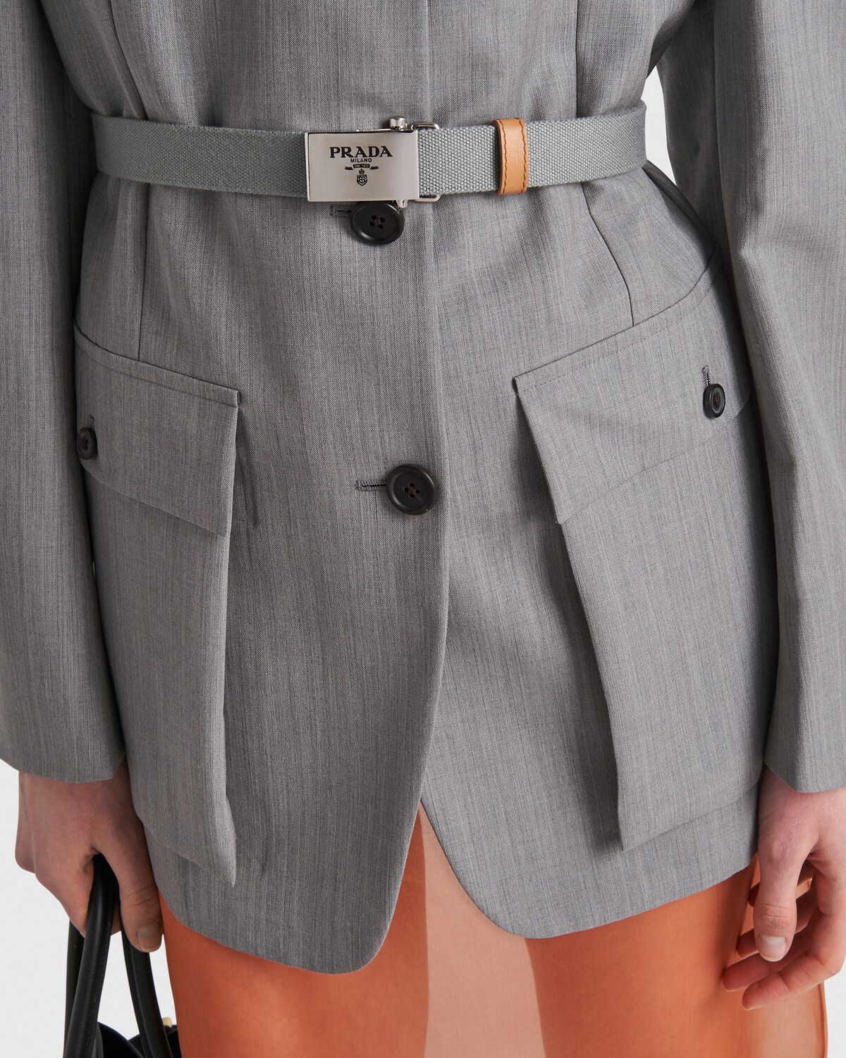 Granite Gray Kid Mohair Single-breasted Jacket | PRADA