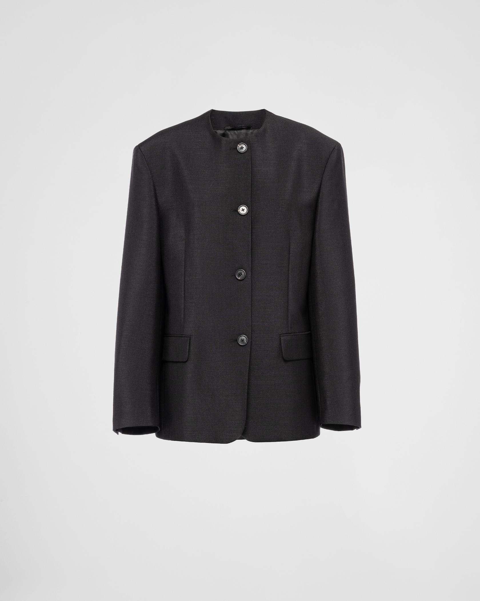 Black Single-breasted Kid Mohair Jacket | PRADA
