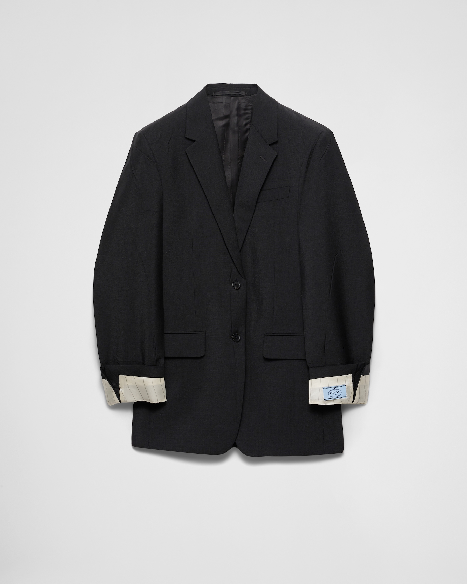 Black Single-breasted Kid Mohair Jacket | PRADA - United States