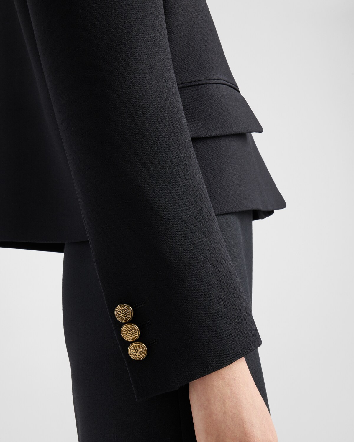 Black Single-breasted Tricotine Jacket | PRADA