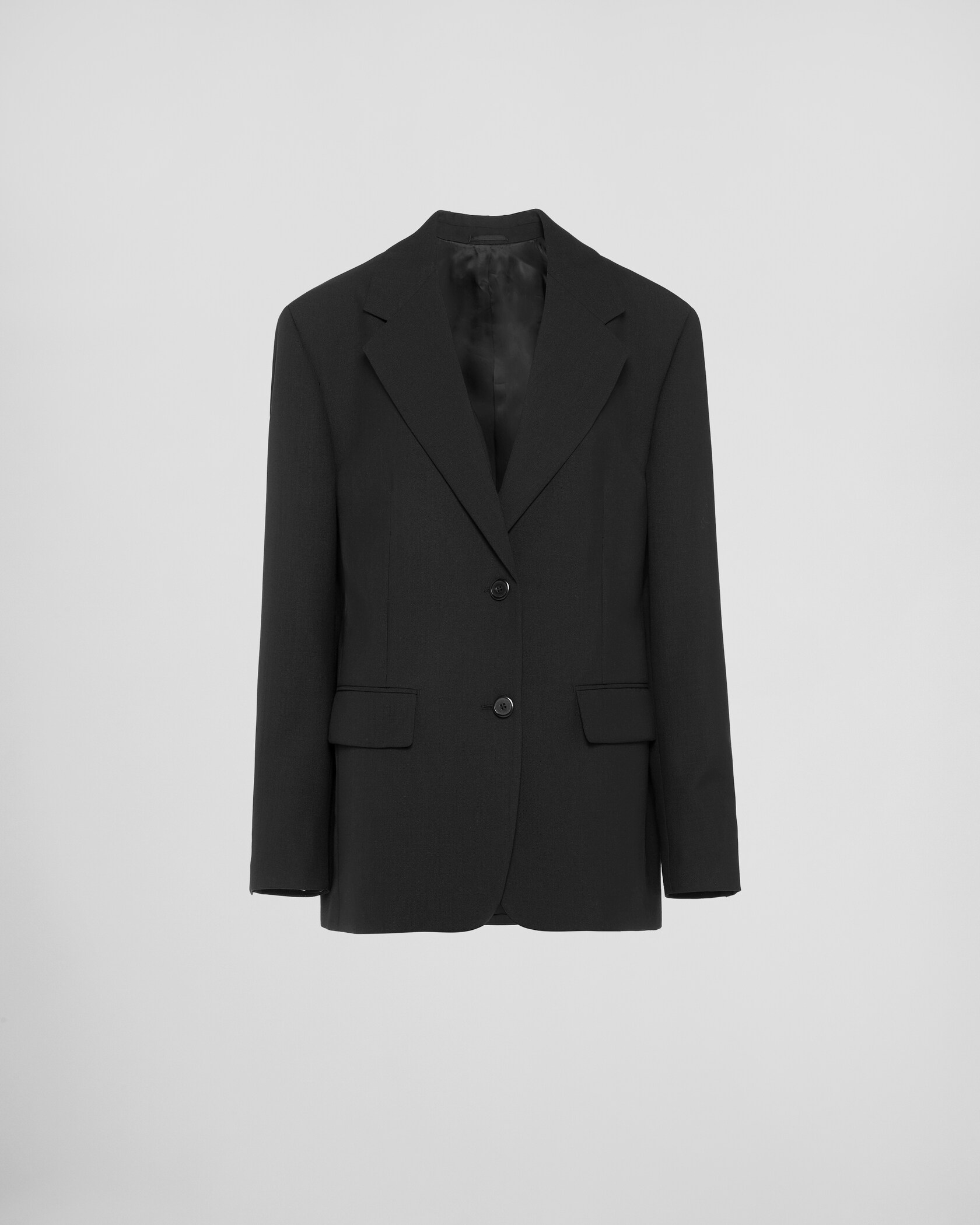 Black Single-breasted Wool Jacket | PRADA