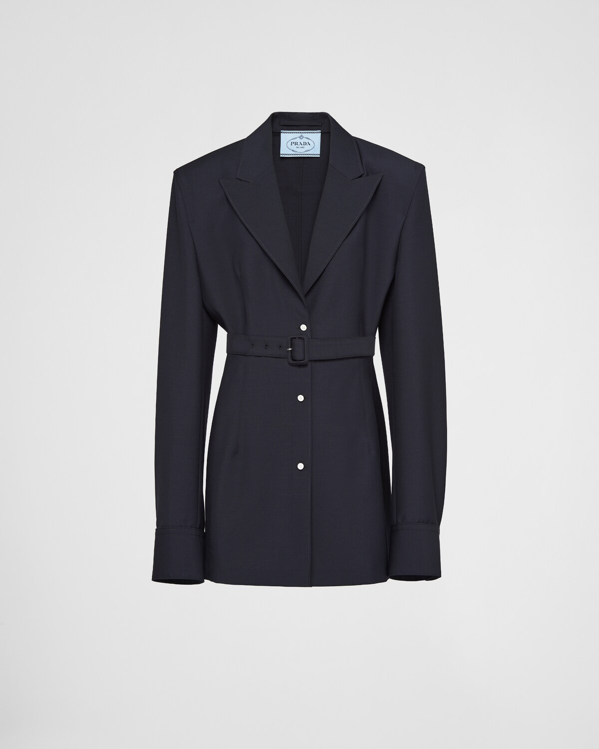 Navy Single-breasted Mohair Jacket | PRADA