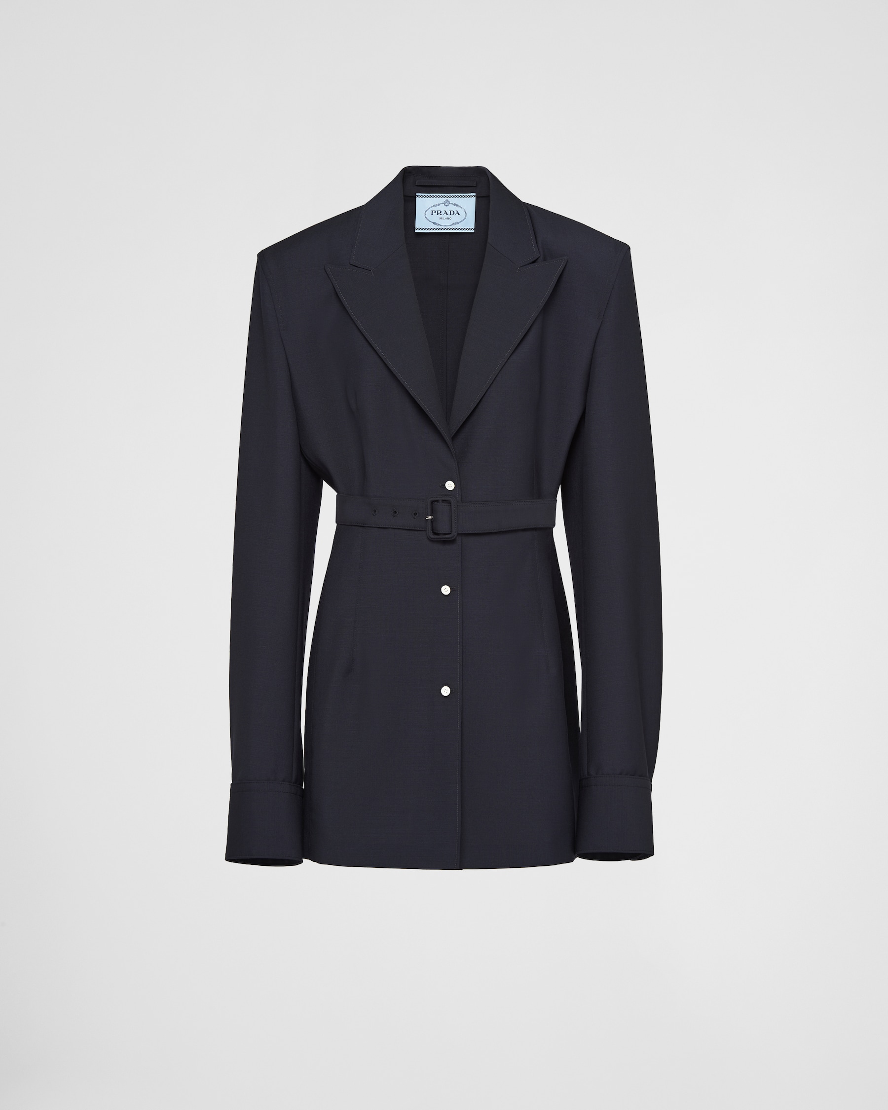 Navy Single-breasted Mohair Jacket | PRADA