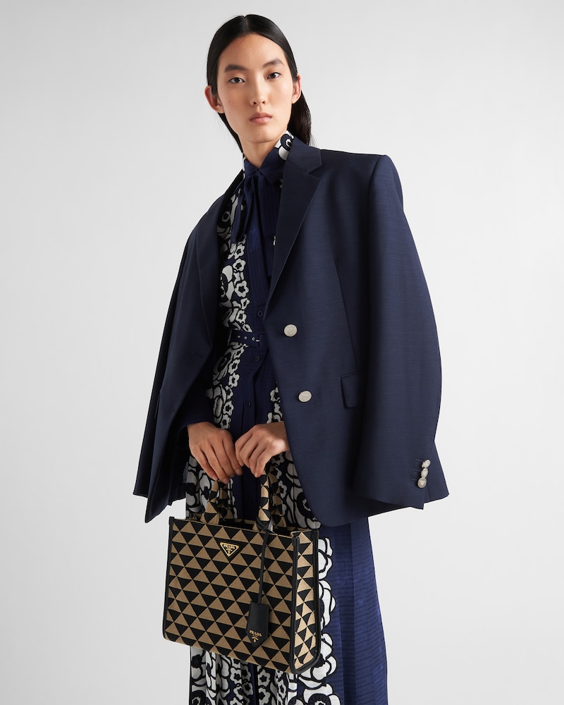 Navy Single-breasted Light Mohair Jacket | PRADA
