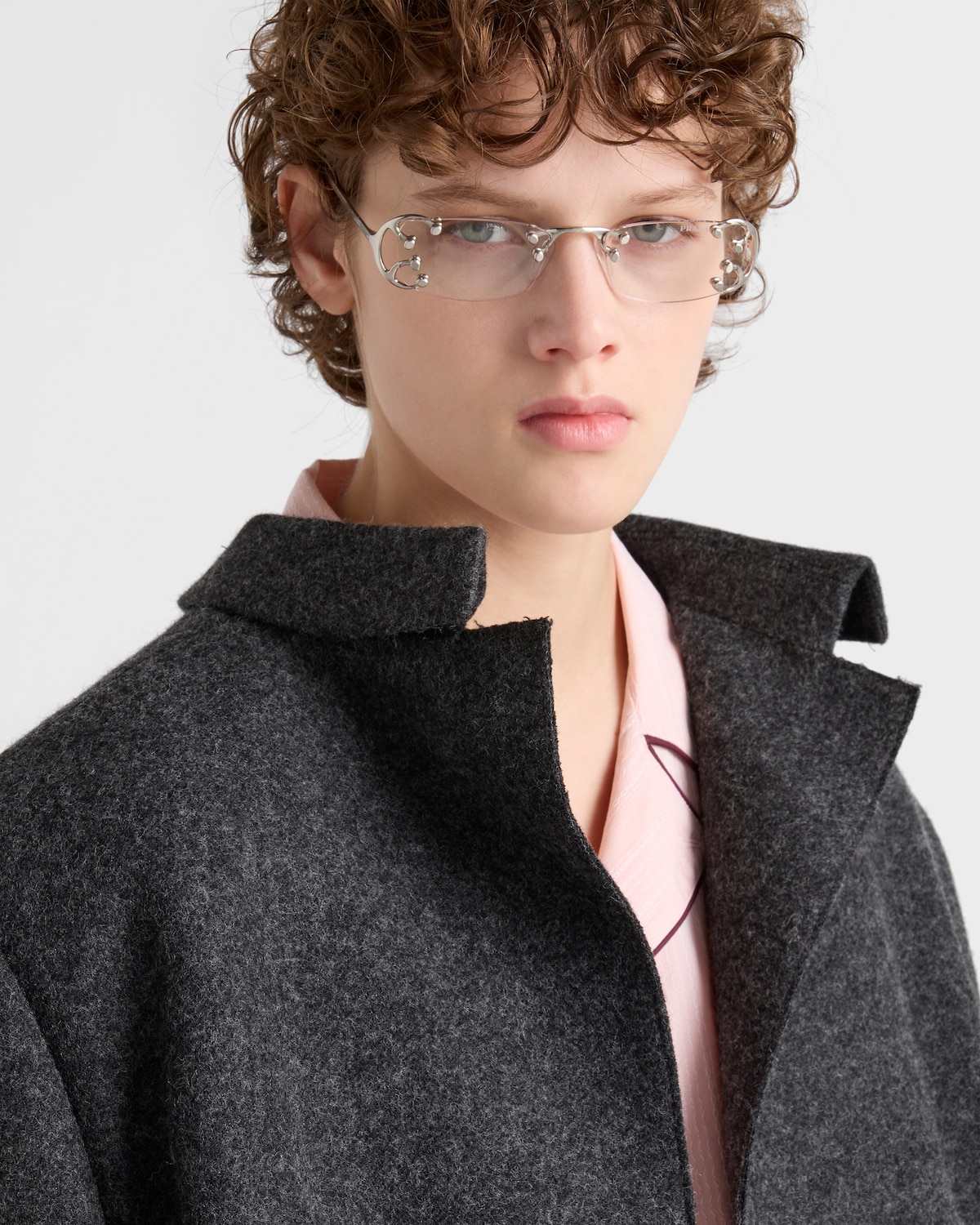 Slate Gray Single-breasted Shetland Wool Jacket | PRADA - United States
