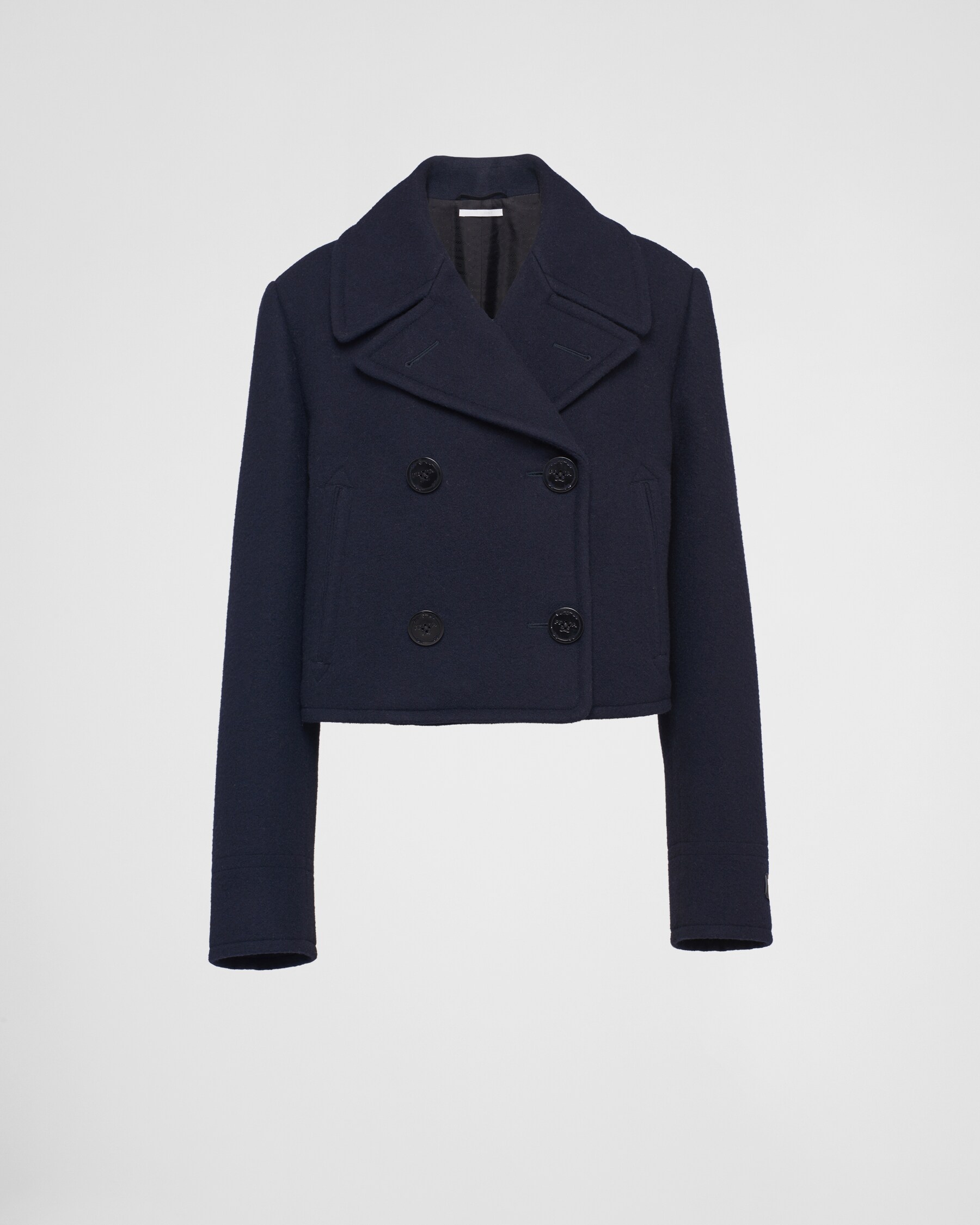 Navy Double-breasted Cloth Peacoat | PRADA