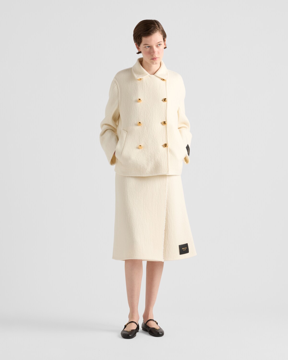 Ivory Double-breasted Twill Jacket | PRADA