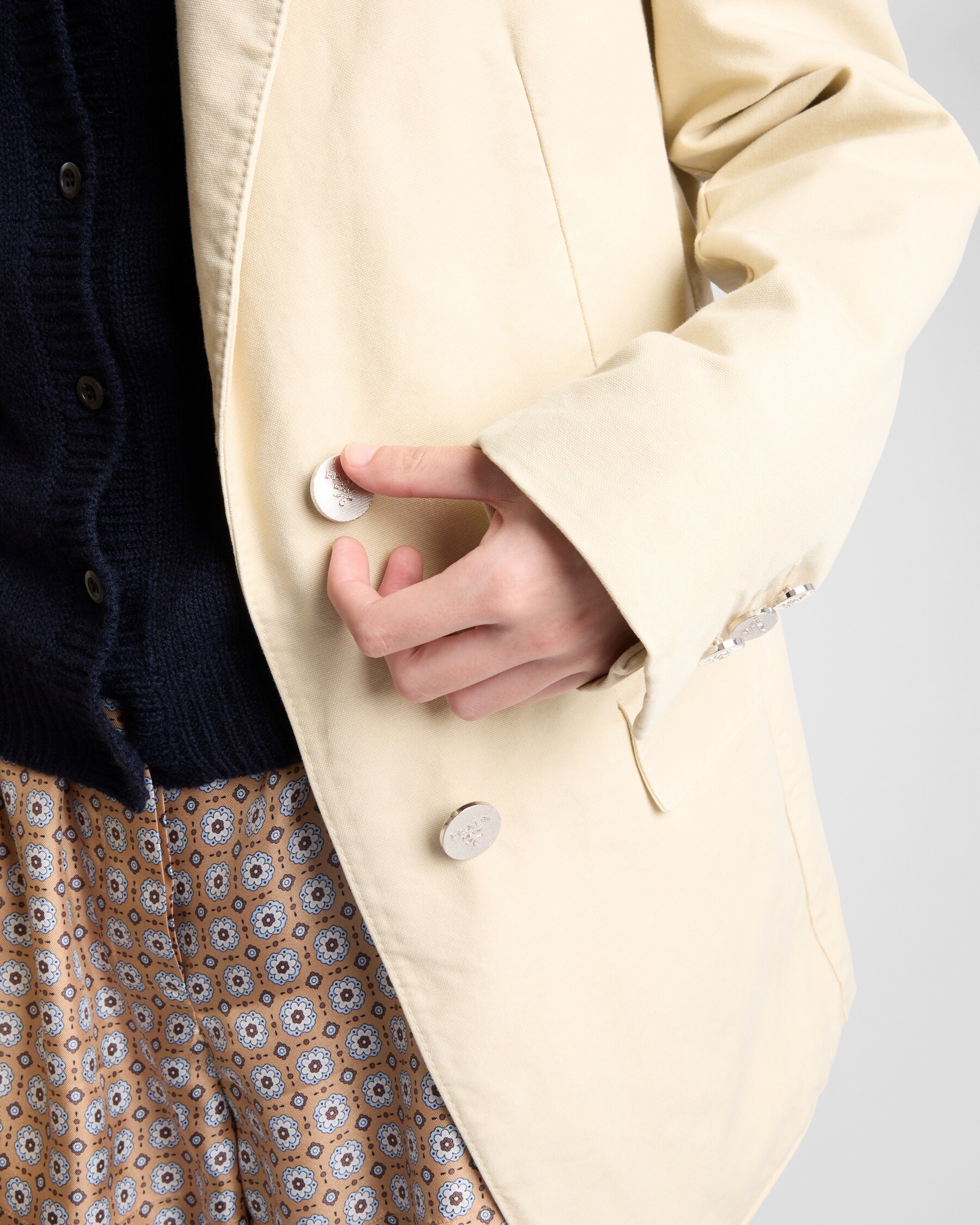 Beige Single-breasted Old Canvas Jacket | PRADA