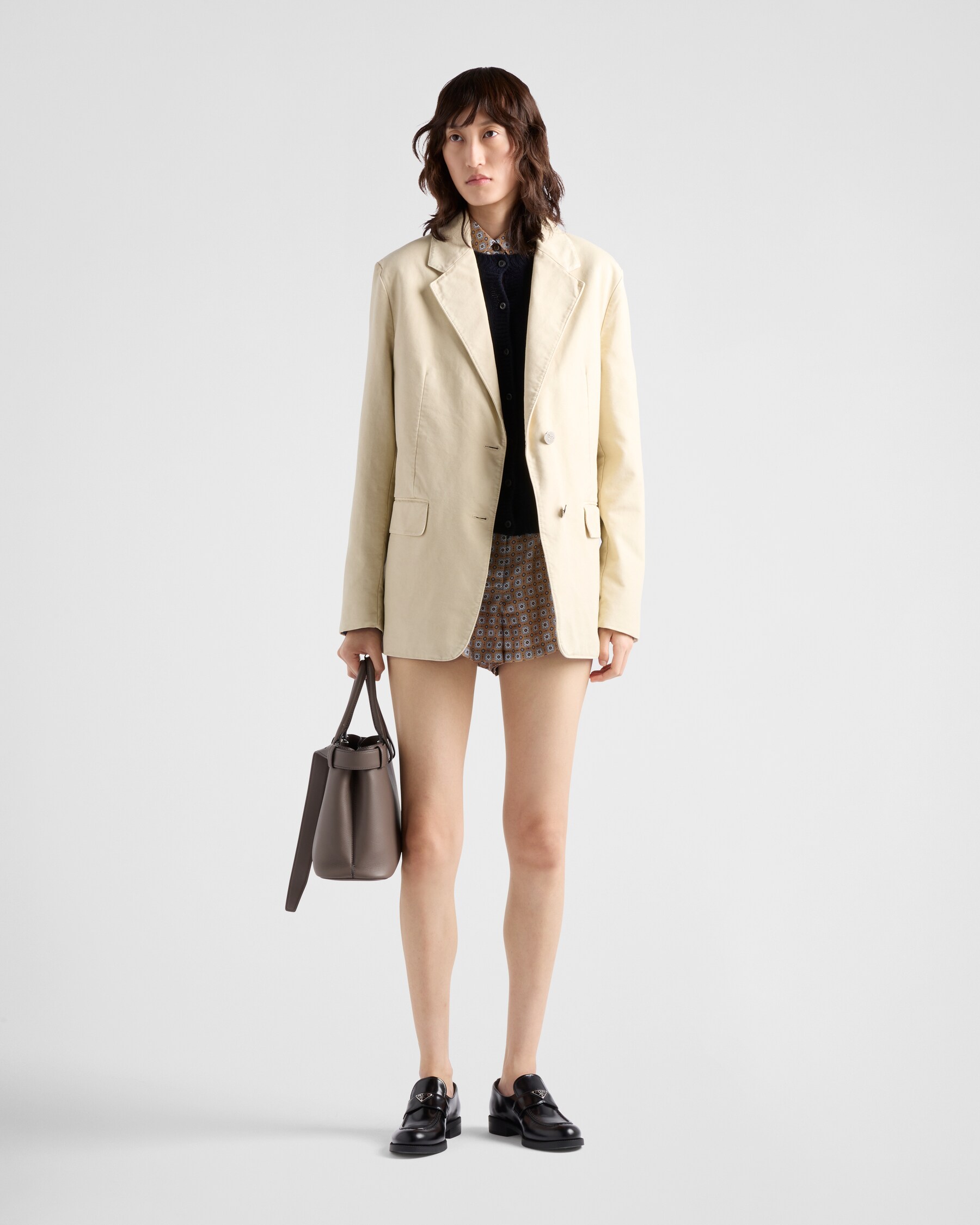 Beige Single-breasted Old Canvas Jacket | PRADA