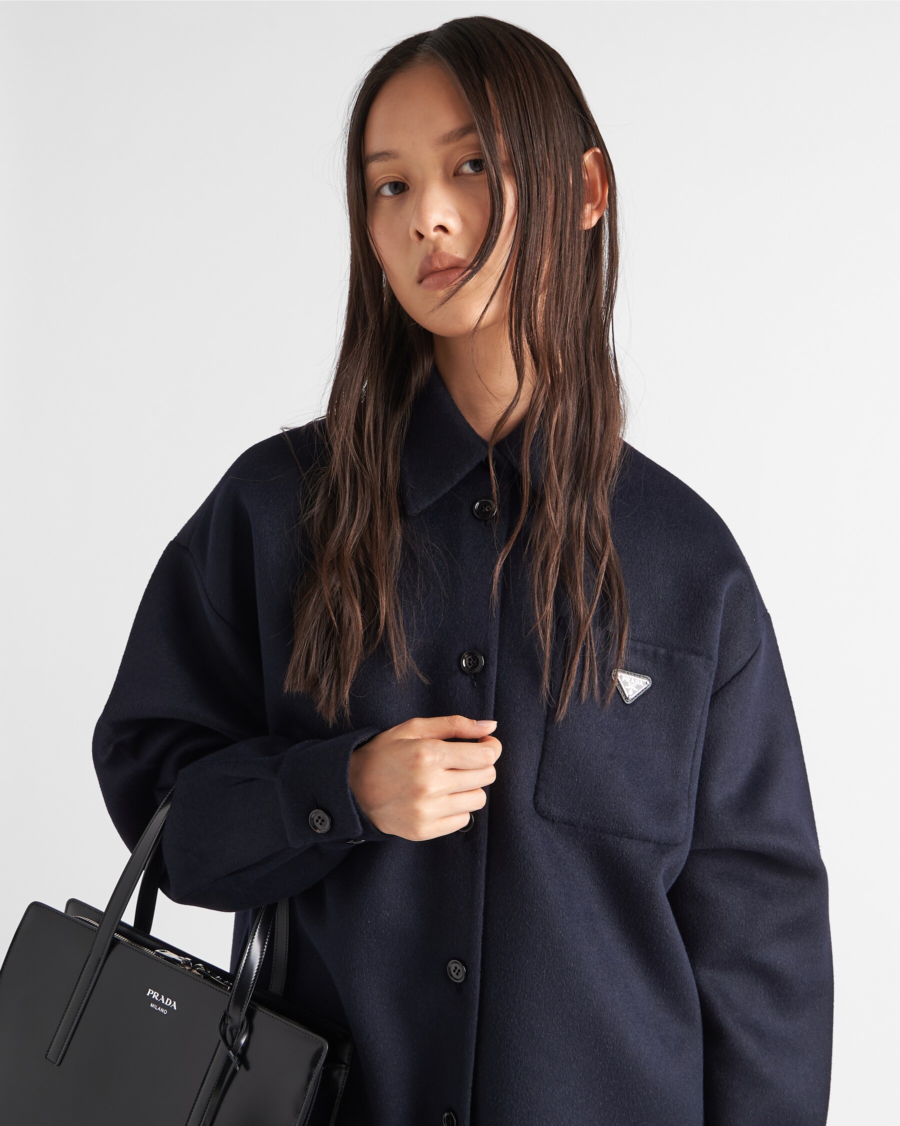 蓝色 单排扣安哥拉羊毛卡班夹克 | PRADA