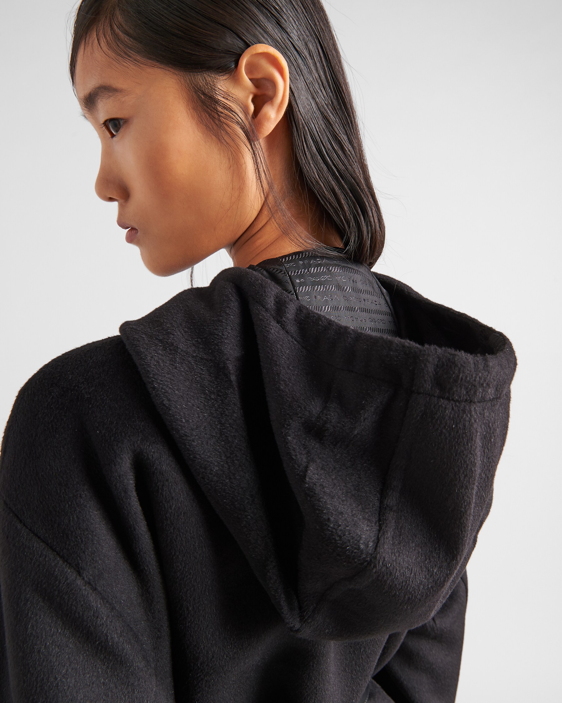 Black Cashgora And Re-nylon Coat | PRADA