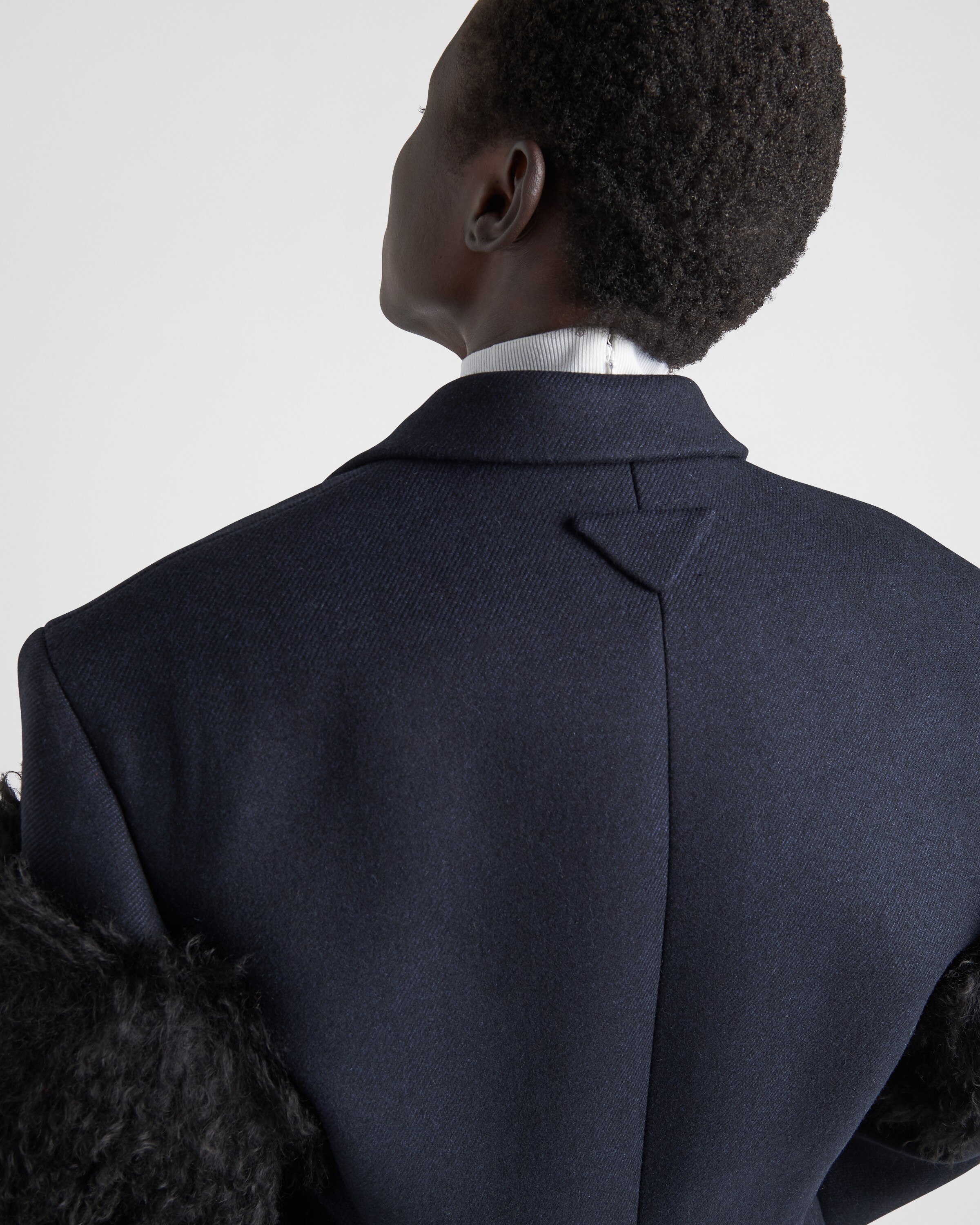 Navy Double-breasted cloth and aspen coat | Prada