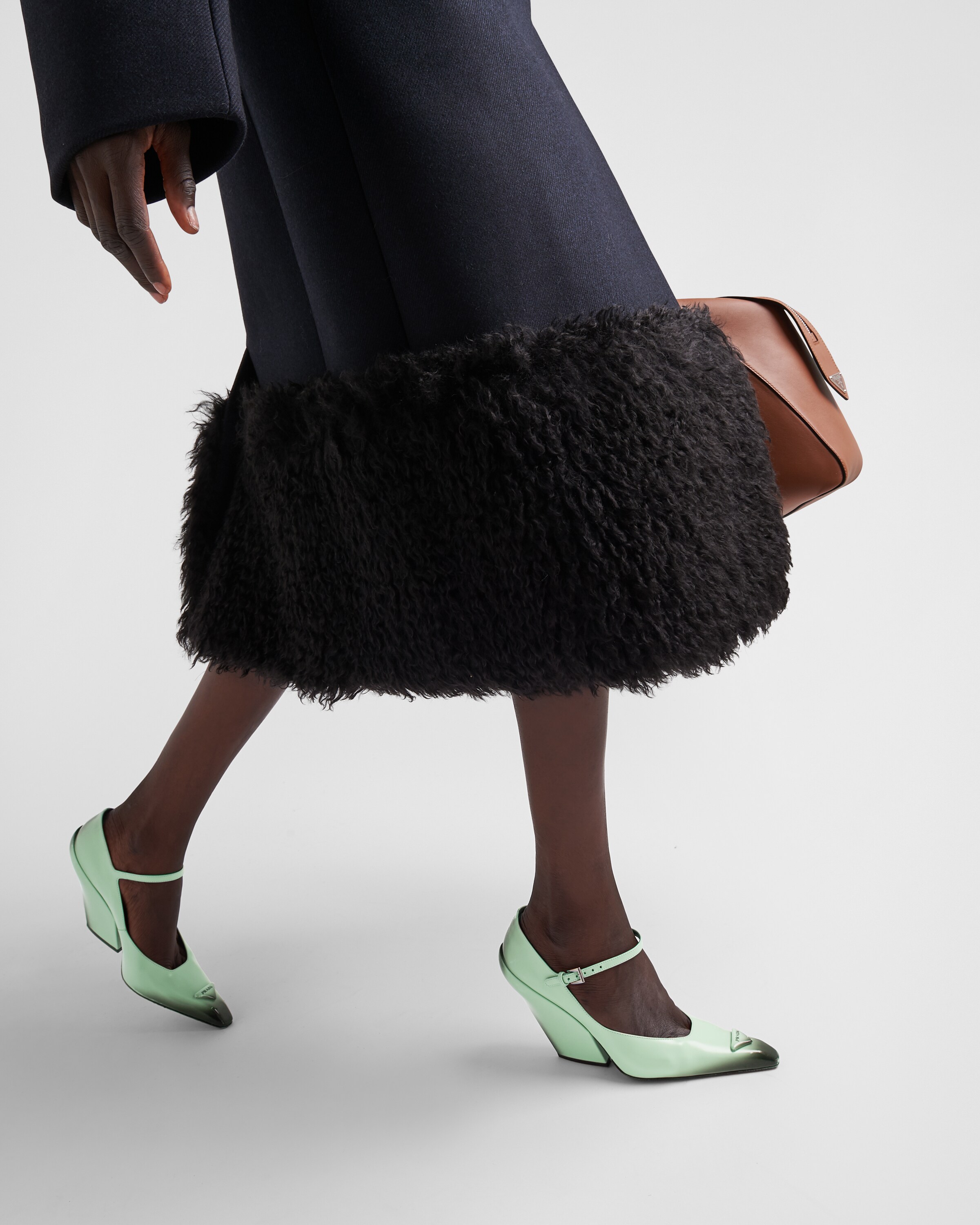 Navy Double-breasted cloth and aspen coat | Prada