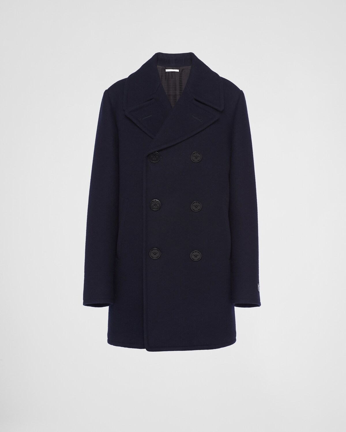 Navy Double-breasted Cloth Peacoat | PRADA