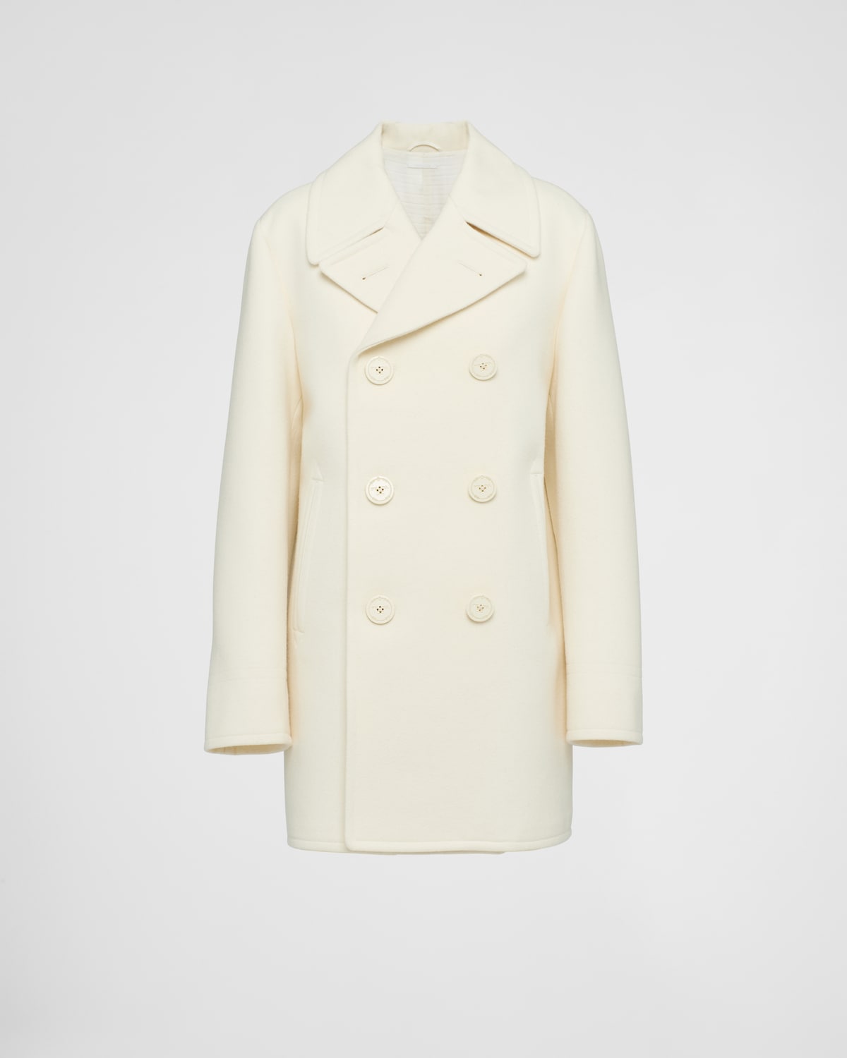 Ivory Double-breasted Cloth Peacoat | PRADA