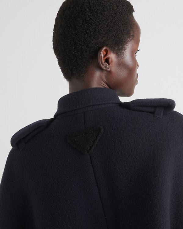 Navy Single-breasted Velour Caban Jacket | PRADA