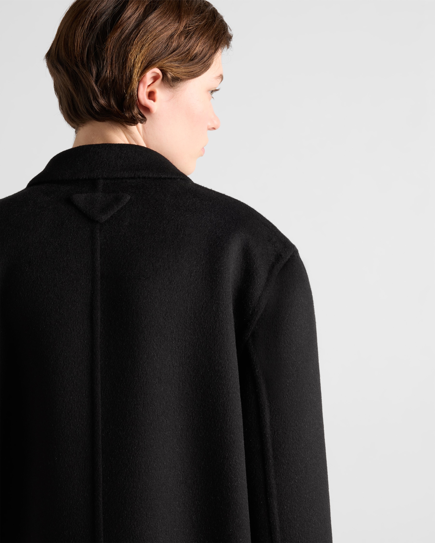 Black Long Cashgora Coat | PRADA
