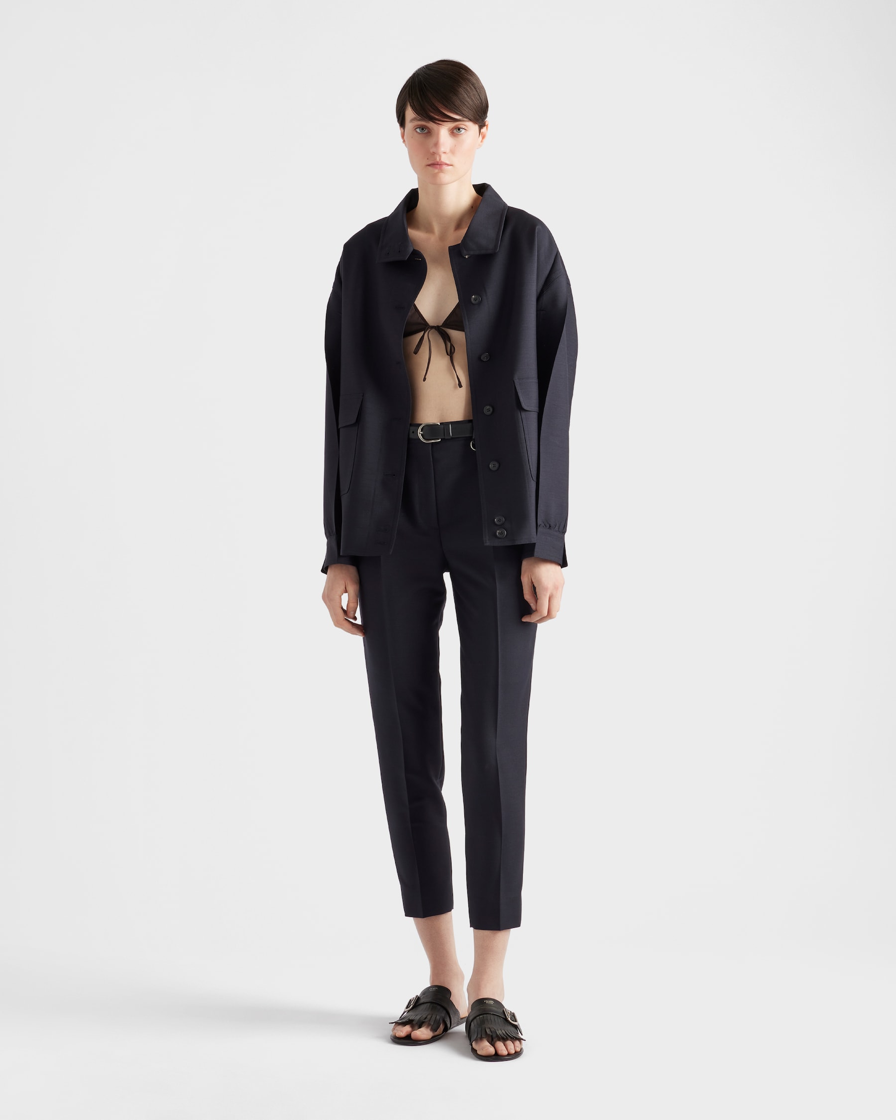 Navy Kid Mohair Jacket | PRADA