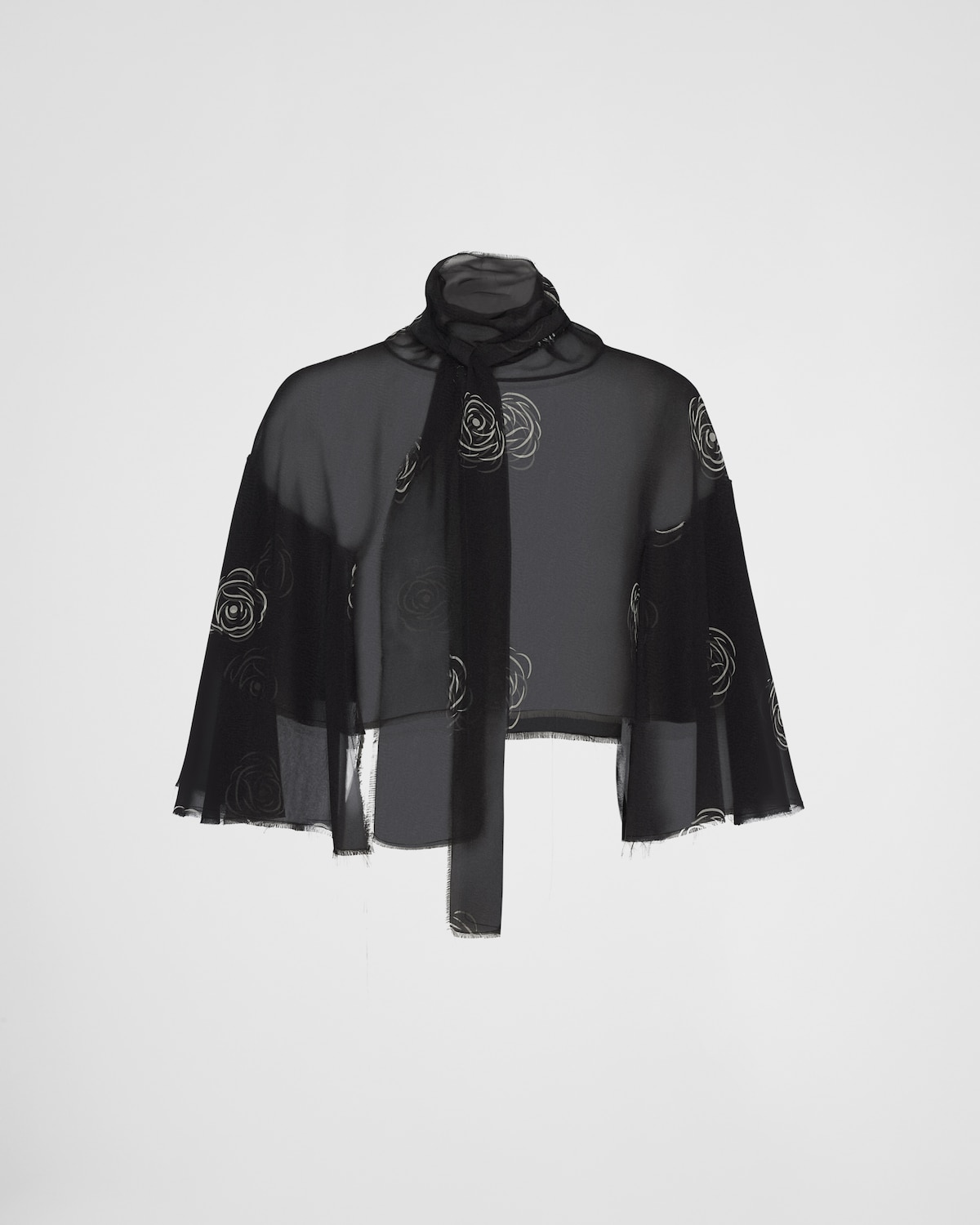 Black Print Silk Cape | PRADA