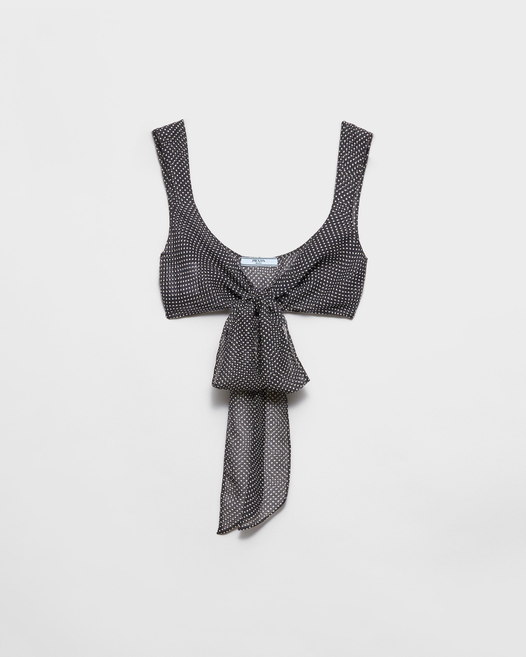 Black Polka-dot Silk Chiffon Bralette Top | PRADA - United States