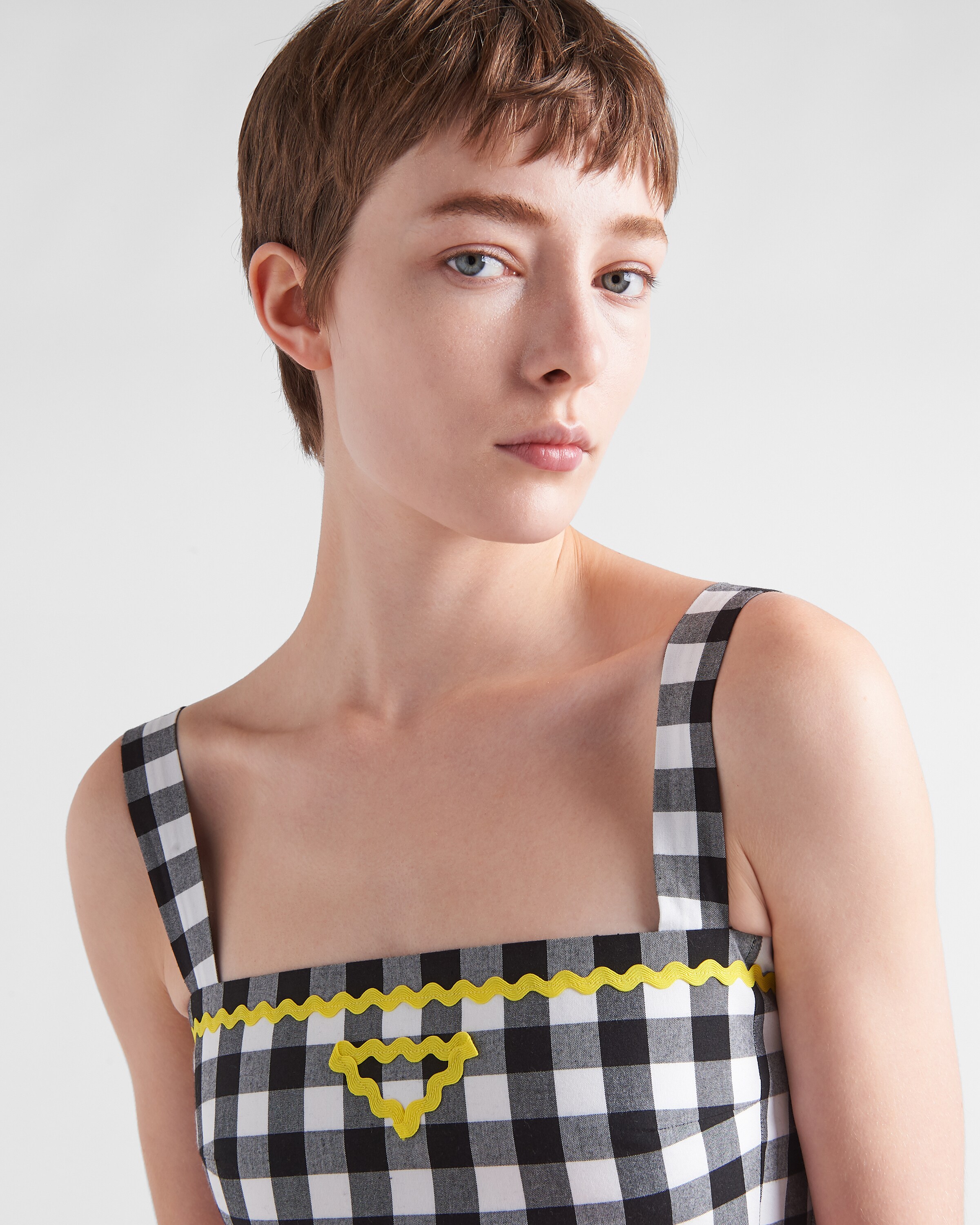 Black/yellow Gingham Check Top | PRADA