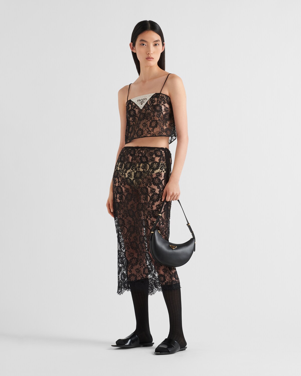 Black Lace Top | PRADA