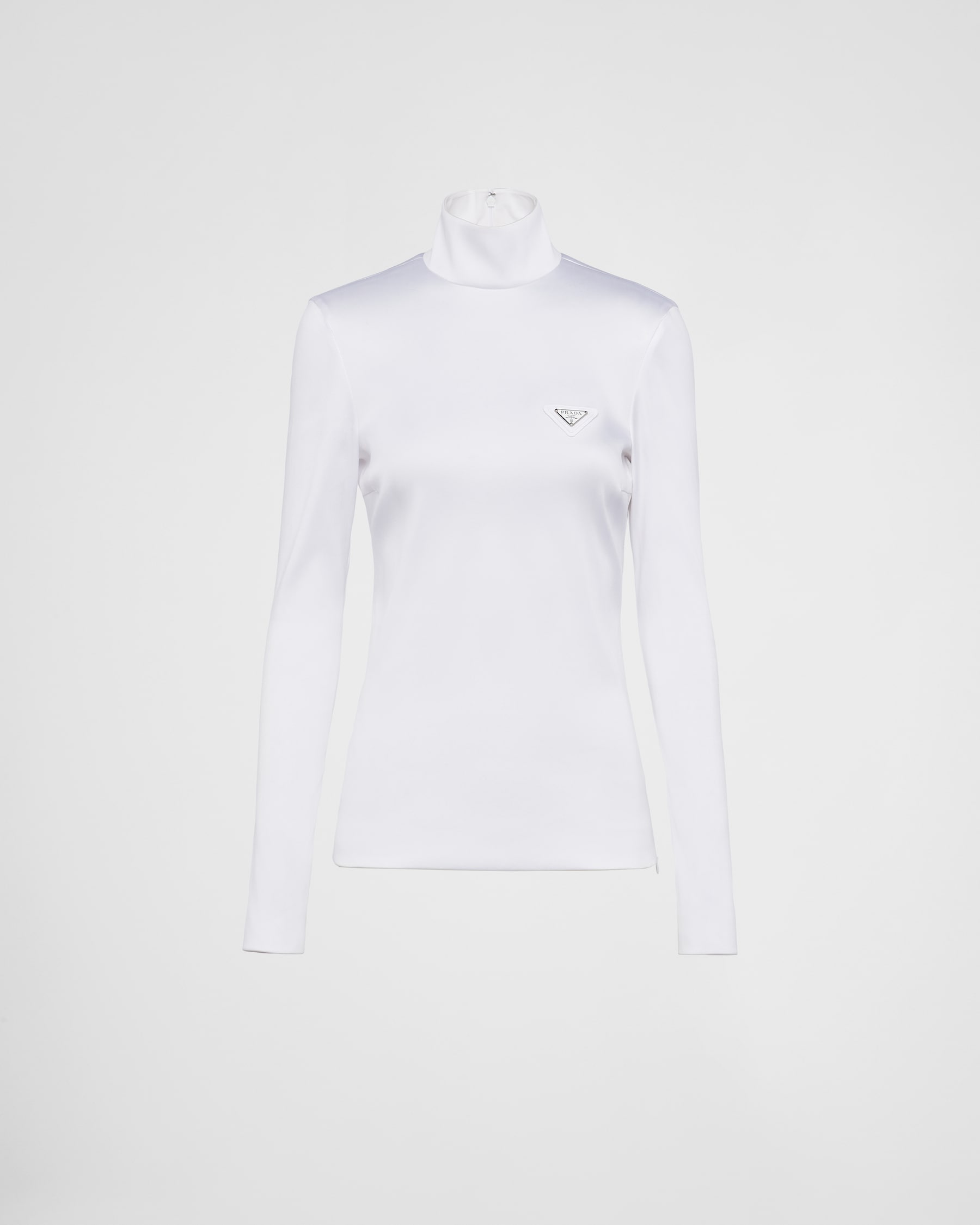 White Stretch Satin Top | PRADA
