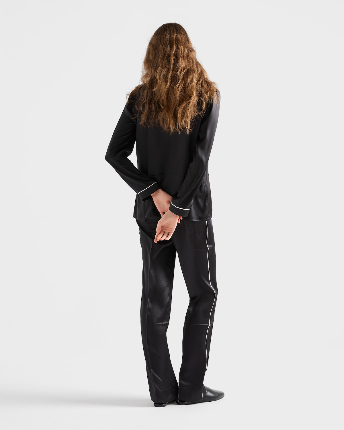 Black Vintage-look Satin Pajamas | PRADA