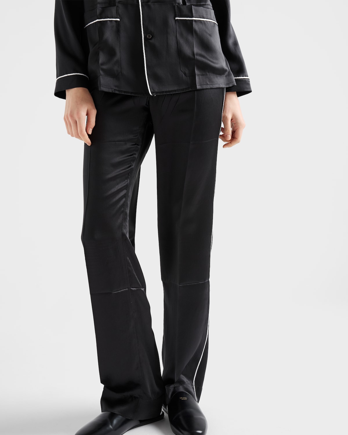 Black Vintage-look Satin Pajamas | PRADA